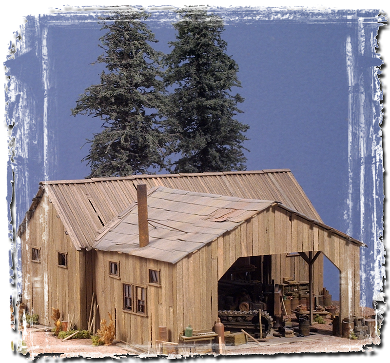 SierraWest Scale Models | HO Scale Logging and Tractor Repair Shed